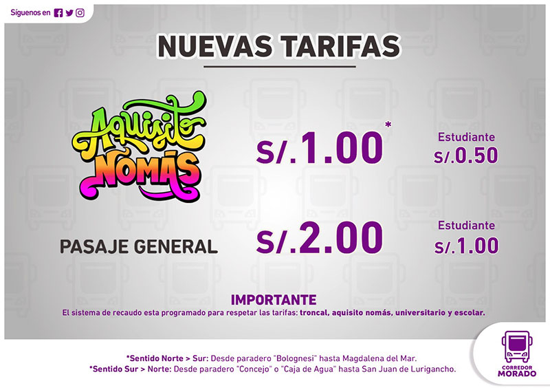 CORREDOR MORADO – Disfruta la nueva experiencia de viajar en bus